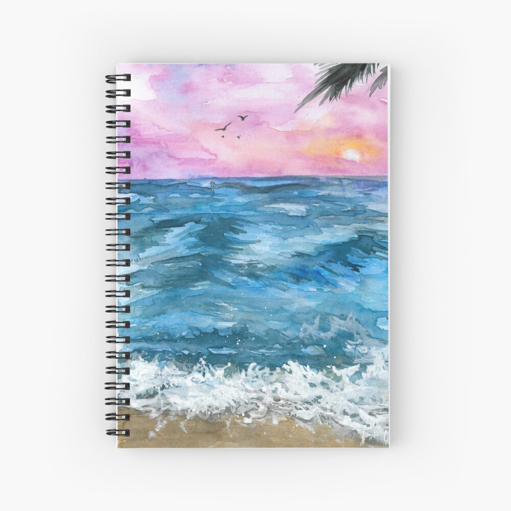 "sunset beach watercolour" Spiral Notebook by oopsiedaisy | Redbubble