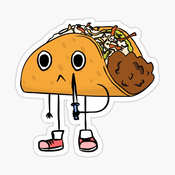 "Cute Taco Holding Knife" Sticker for Sale by therealsadpanda | Redbubble