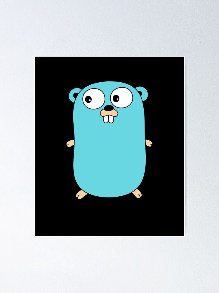 "The Go Gopher: Official Golang Logo (Black)" Poster by hellkni9ht ...