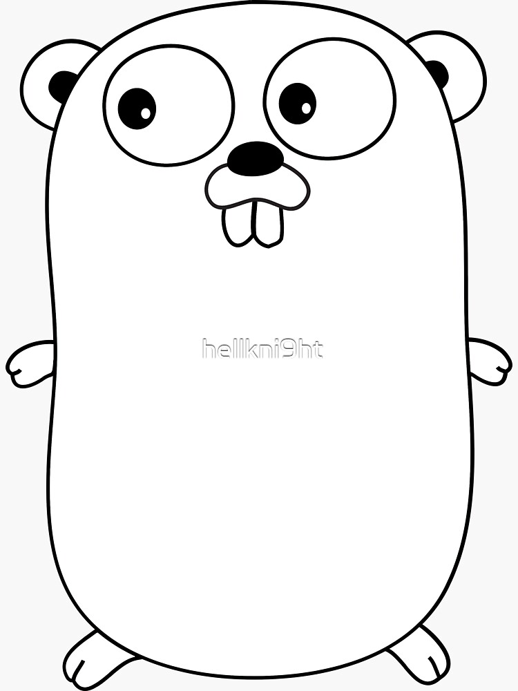 The Go Gopher Minimalistic Golang Logo White Sticker By Hellkni9ht Redbubble