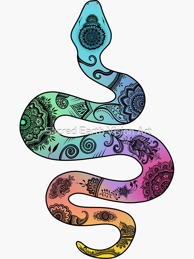 "Henna Snake Vivid" Sticker by belovedshakti | Redbubble