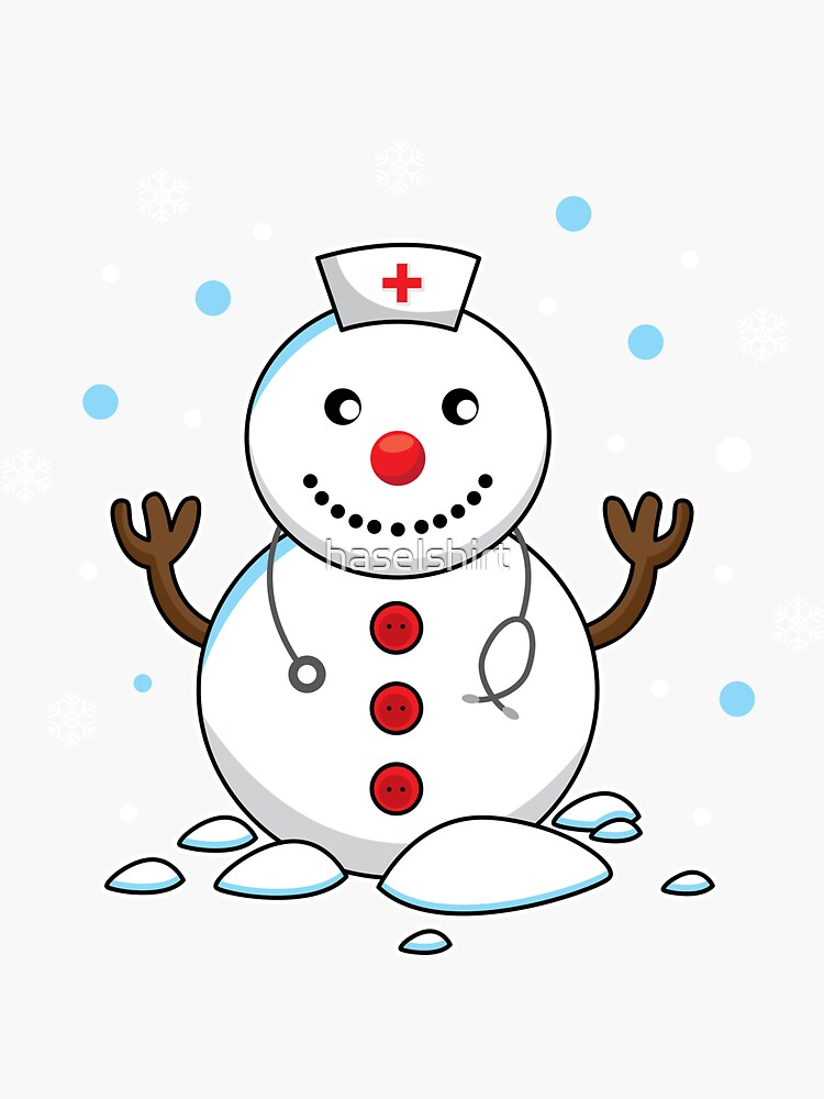 "Christmas Tree Xmas Nurse Snowman Snow Holiday Gift" Sticker for Sale ...