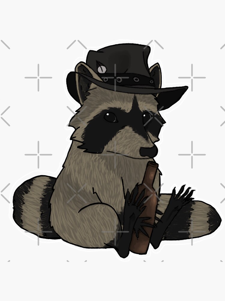 "Cowboy Raccoon John Marston" Sticker by strixcorvus | Redbubble