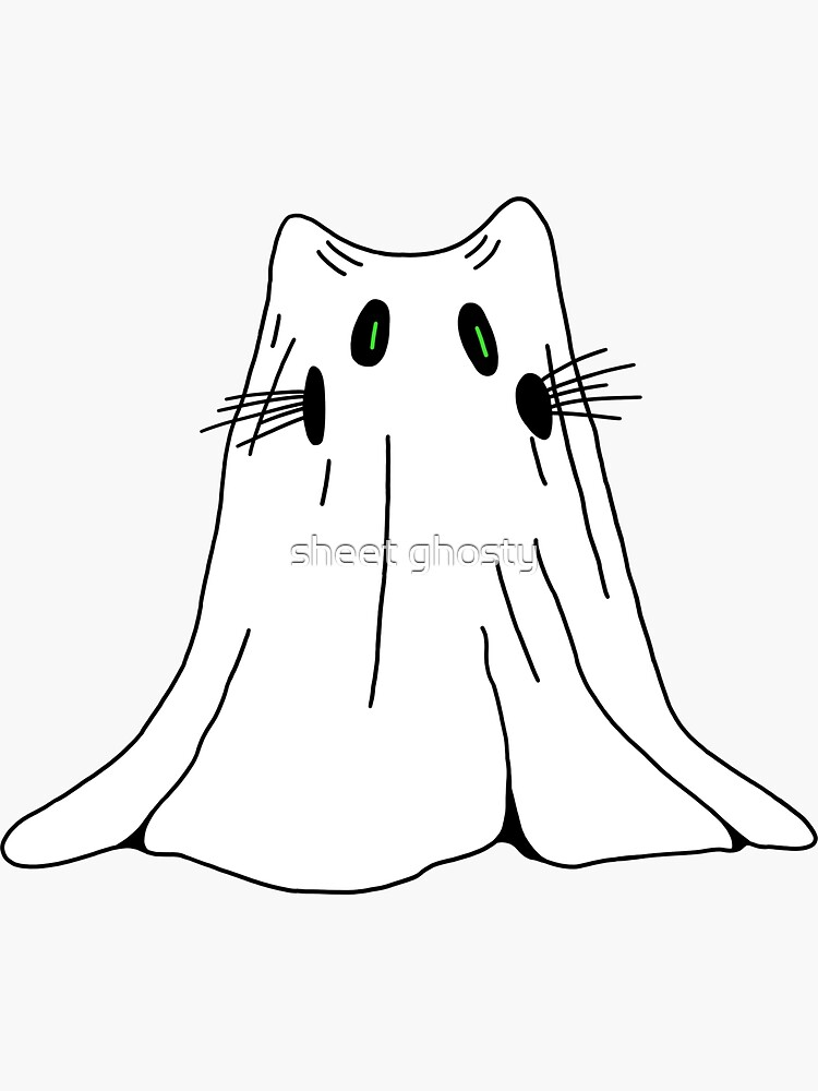 "Sheet Ghost Cat" Sticker for Sale by sheet ghosty | Redbubble