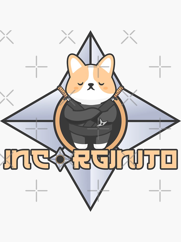 "Incorginito - Funny Corgi Dog Ninja Joke Pun" Sticker for Sale by ...