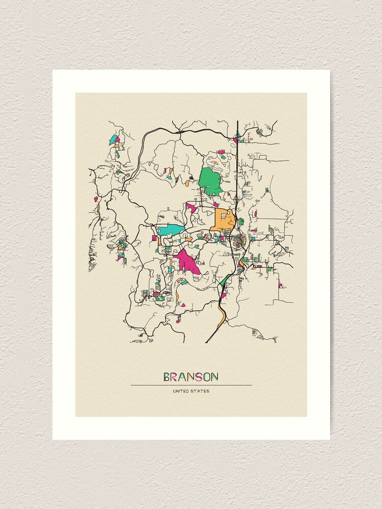 "Branson, Missouri Street Map" Art Print by geekmywall | Redbubble
