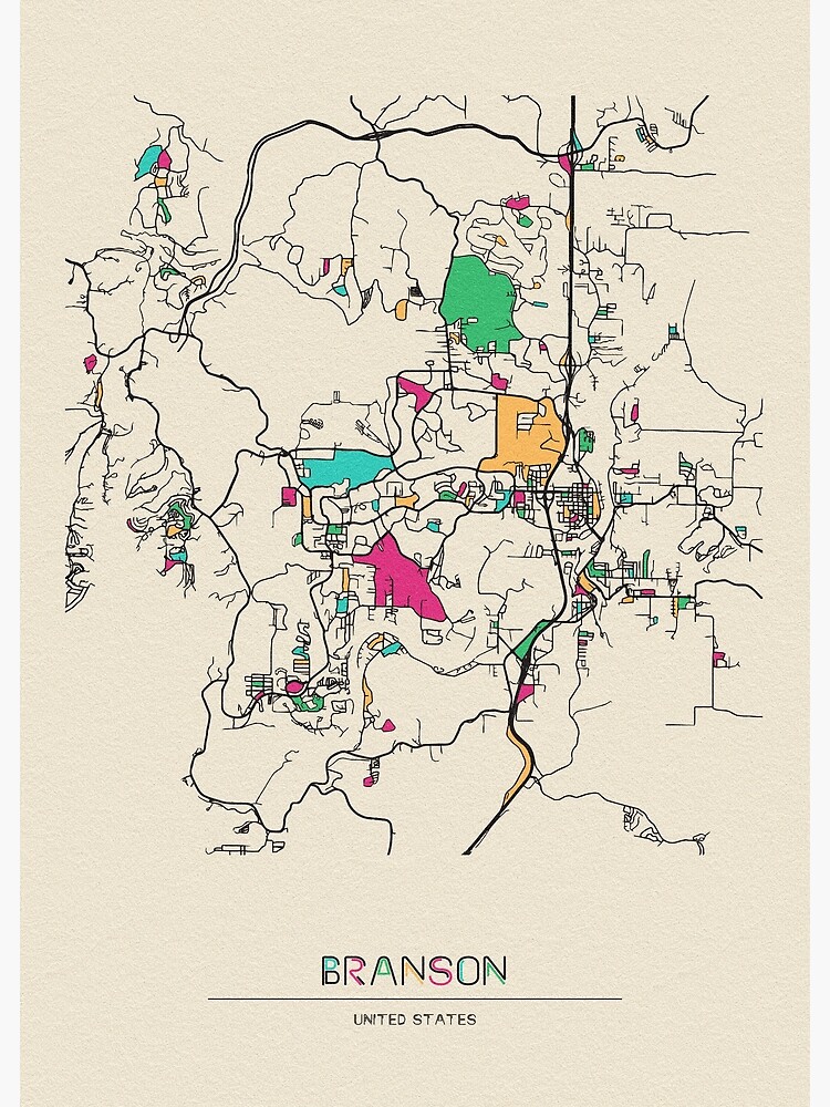 "Branson, Missouri Street Map" Art Print by geekmywall | Redbubble