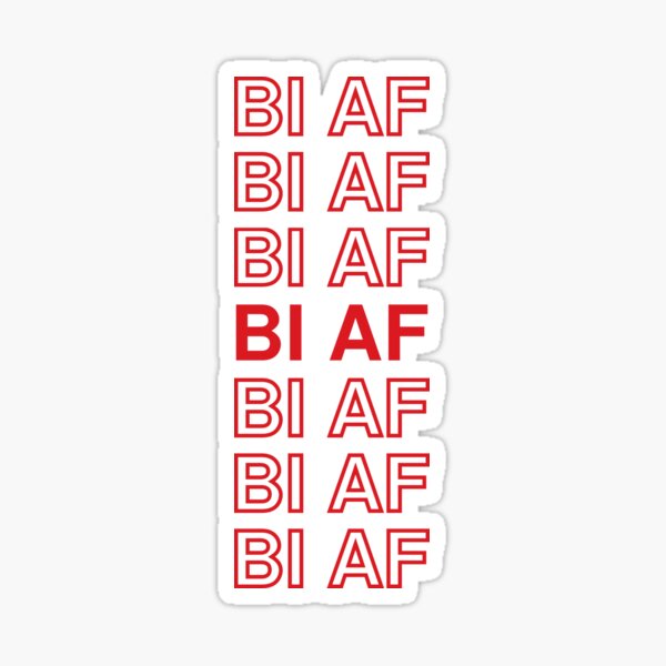 "Bisexual AF - Red Text" Sticker by Queerdelion | Redbubble