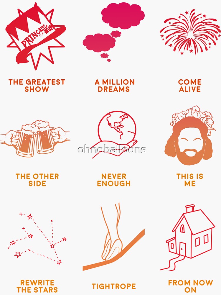 "the greatest showman icons" Sticker for Sale by ohnoballoons | Redbubble
