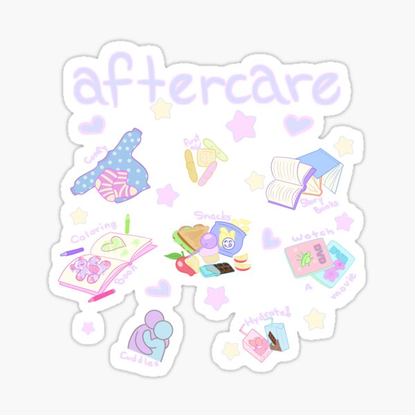 "Aftercare essentials" Sticker for Sale by SmokeAndSomno | Redbubble