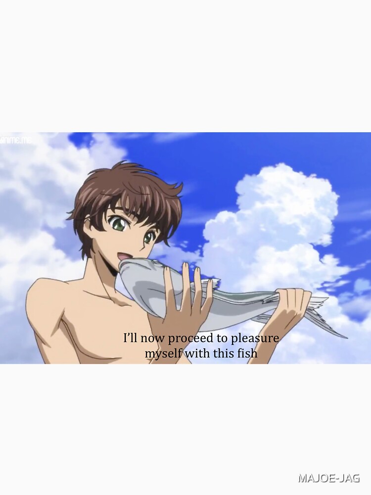 "suzaku loves his fish - code:geass" T-shirt by MAJOE-JAG | Redbubble