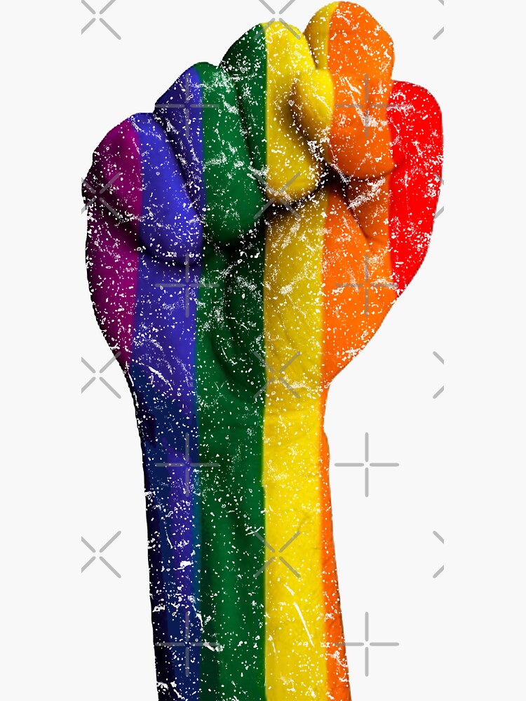 "Rainbow Resist Fist, Distressed" Sticker for Sale by LazyGirlGuides ...
