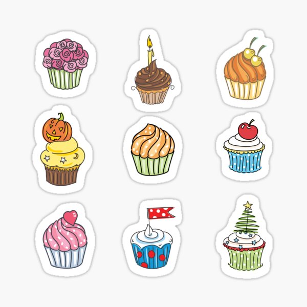 "Cute Cupcakes Sticker Sheet " Sticker by DianeLabombarbe | Redbubble