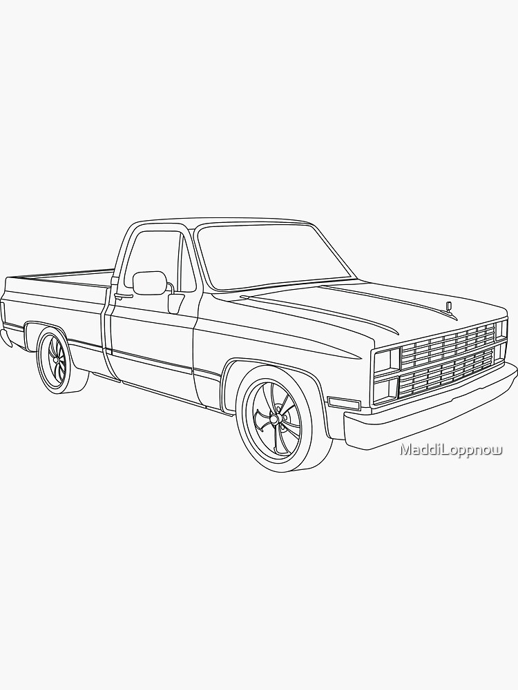 "Square Body Truck Outline" Sticker for Sale by MaddiLoppnow | Redbubble