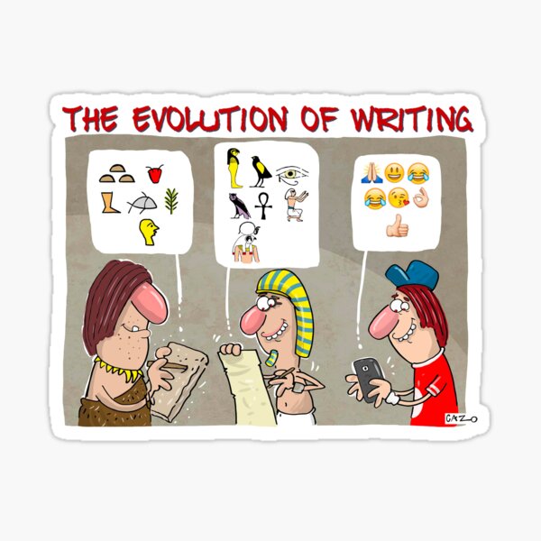 "The Evolution of Writing Design - Hand draw by Cazo " Sticker for Sale ...