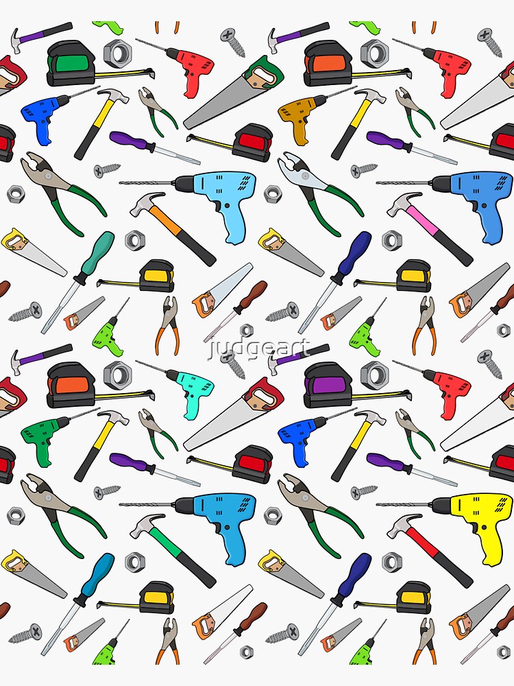 "Fun Hand Tools and Hardware Pattern" Sticker for Sale by judgeart ...