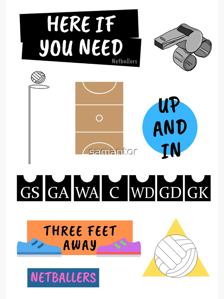"Netball Sticker Sheet" Sticker for Sale by samantor | Redbubble