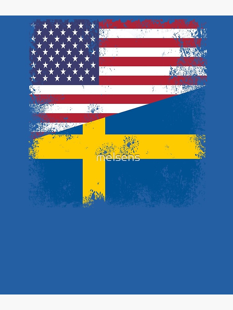 "Half Swedish Flag Design | Vintage Sweden USA Gift" Poster by melsens ...