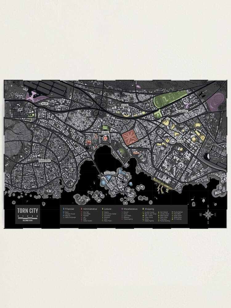 "Torn City Map" Photographic Print for Sale by TornCity | Redbubble