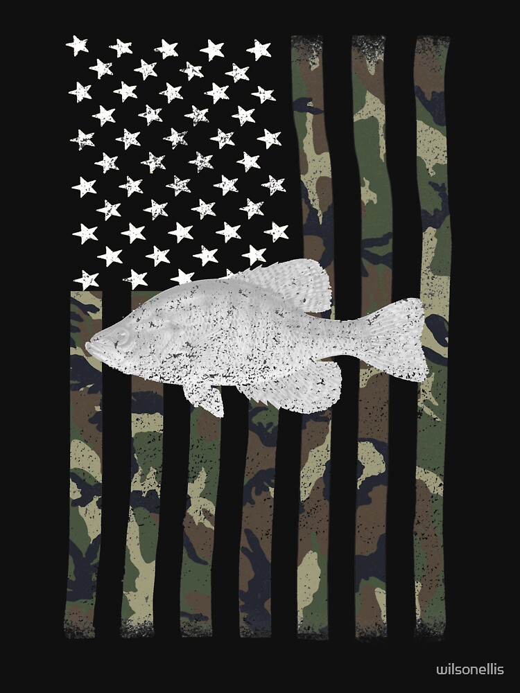 "Crappie Fishing Camouflage Flag" T-shirt by wilsonellis | Redbubble ...