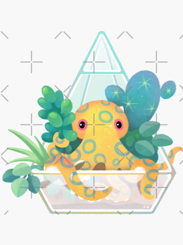 "Ocean terrarium - Blue ringed octopus" Sticker for Sale by pikaole ...