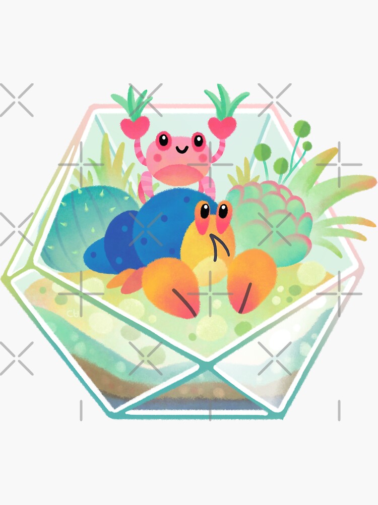 "Ocean terrarium - Boxer crab, hermit crab" Sticker for Sale by pikaole ...