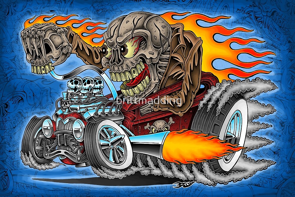 "Skeleton Hot Rod" by brittmadding | Redbubble