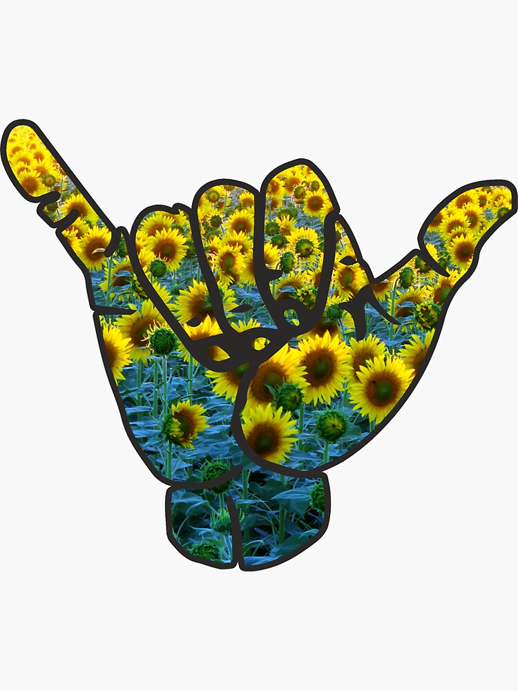 "Cowabunga Hands - Sunflowers" Sticker by cadinera | Redbubble