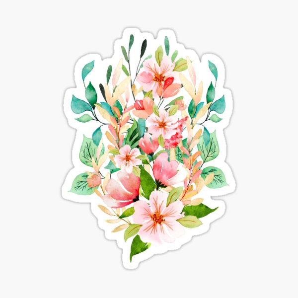 "Tropical Island Blooms" Sticker by Amanda-Lakey | Redbubble