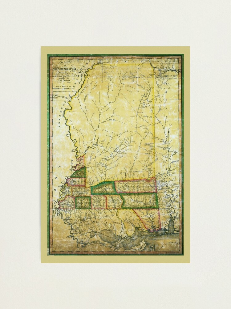 "Map of Mississippi by John Melish (1820)" Photographic Print by ...