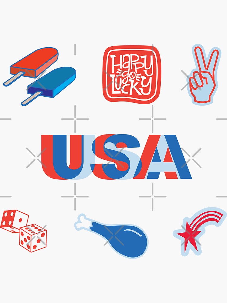 "USA Cute Sticker Pack in Red, White and Blue" Sticker for Sale by The ...