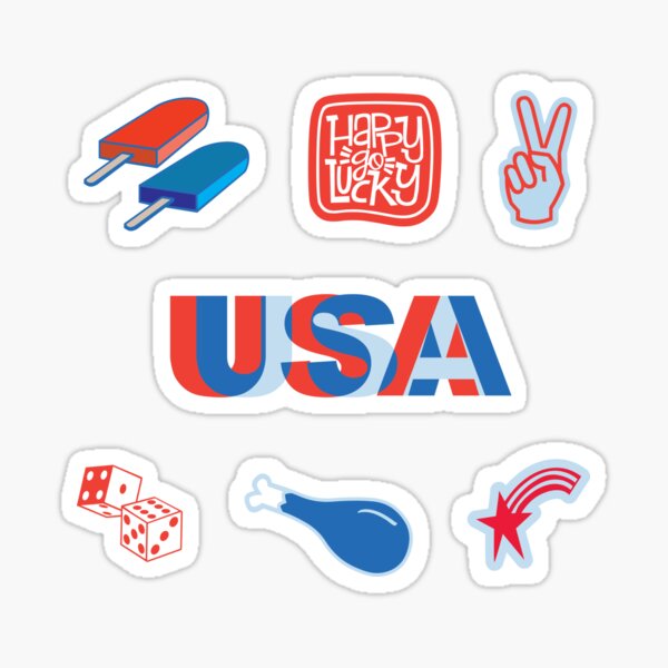 "USA Cute Sticker Pack in Red, White and Blue" Sticker for Sale by The ...