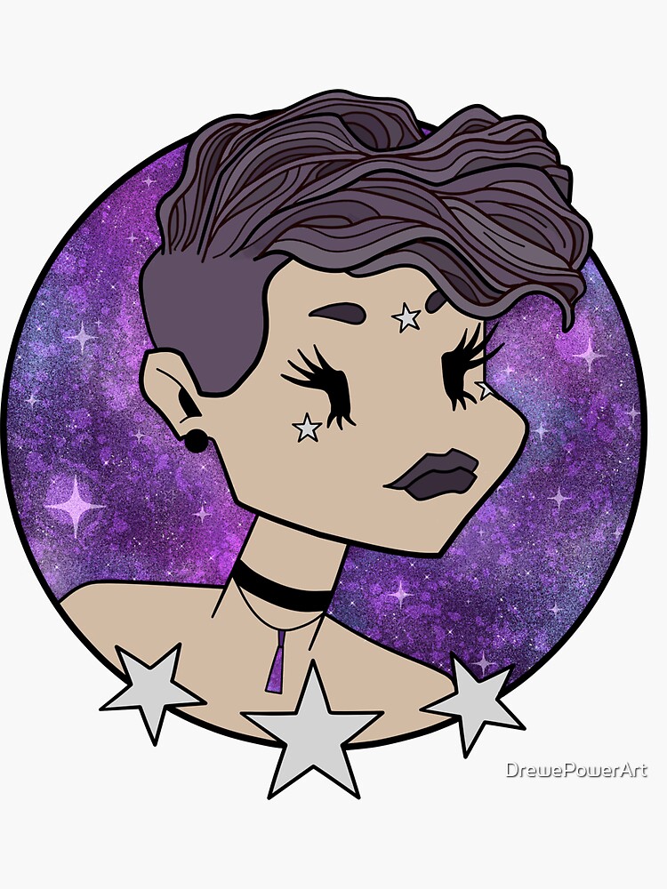 "Cute Starry Galaxy Girl" Sticker for Sale by DrewePowerArt | Redbubble
