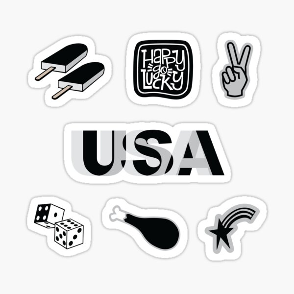 "Black and White USA Cute Sticker Pack" Sticker for Sale by The-Goods ...