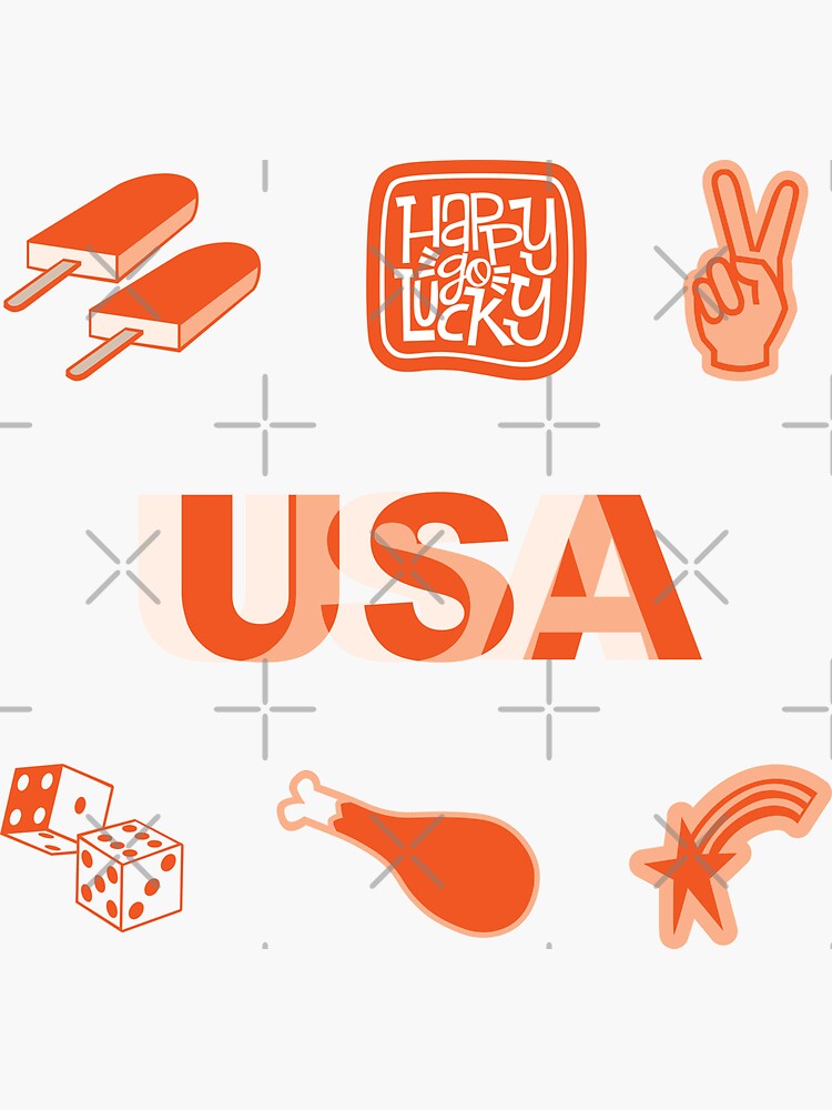 "Orange USA Cute Sticker Pack" Sticker for Sale by The-Goods | Redbubble