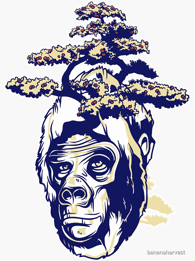 " Bonsai tree monkey" Sticker for Sale by bananaharvest | Redbubble