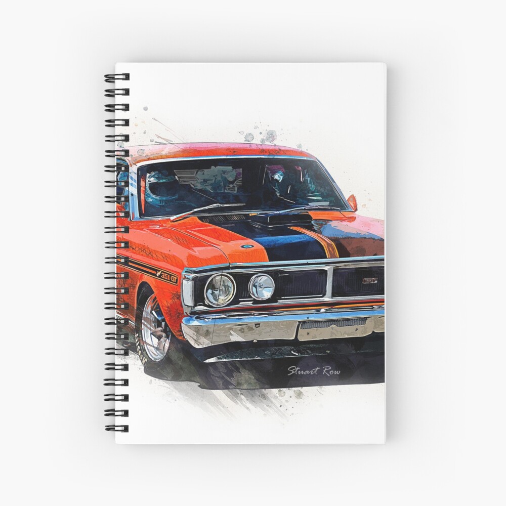 "Red XY Ford Falcon GT" Spiral Notebook by StuartRow | Redbubble