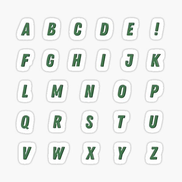 "Forest Green Alphabet Sticker Pack 1" Sticker by The-Goods | Redbubble