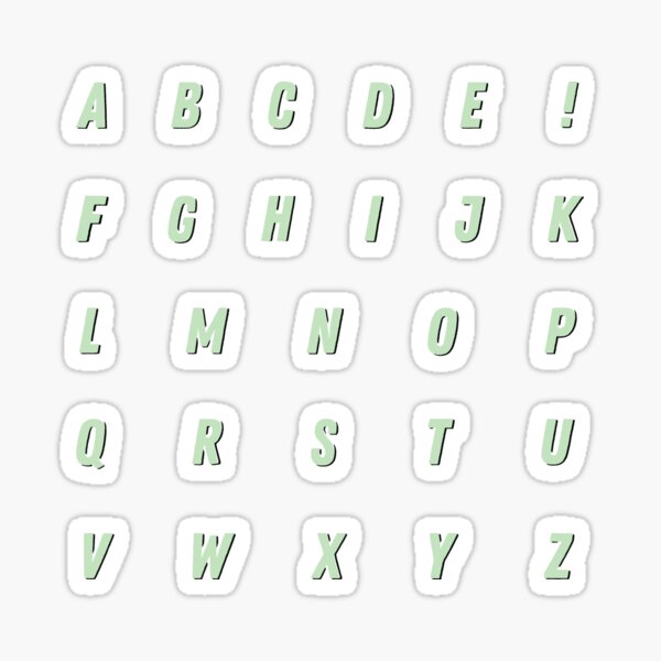 "Light Green Alphabet Sticker Pack 1" Sticker by The-Goods | Redbubble