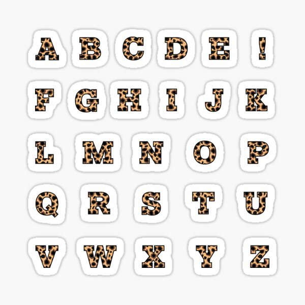 "Cheetah Animal Print College Letter Alphabet Sticker Pack 2" Sticker ...