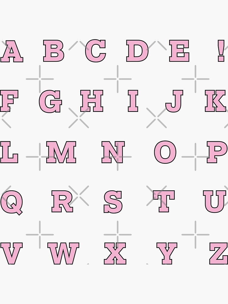 "Pink College Letter Alphabet Sticker Pack 2" Sticker for Sale by The ...