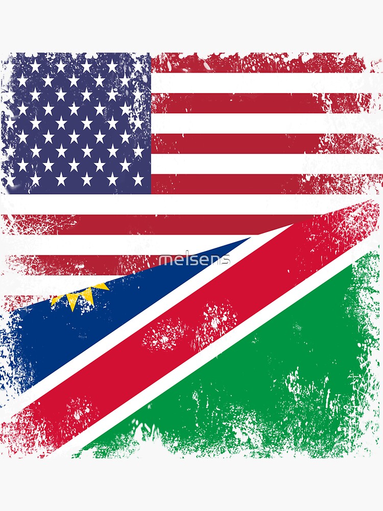 "Half Namibian Flag Design | Vintage Namibia USA Gift" Sticker for Sale ...