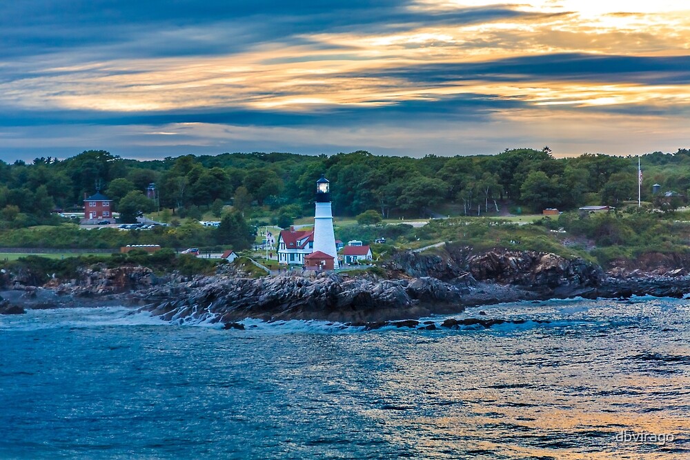 "Portland Head Lighthouse from Sea at Sunset" by dbvirago | Redbubble