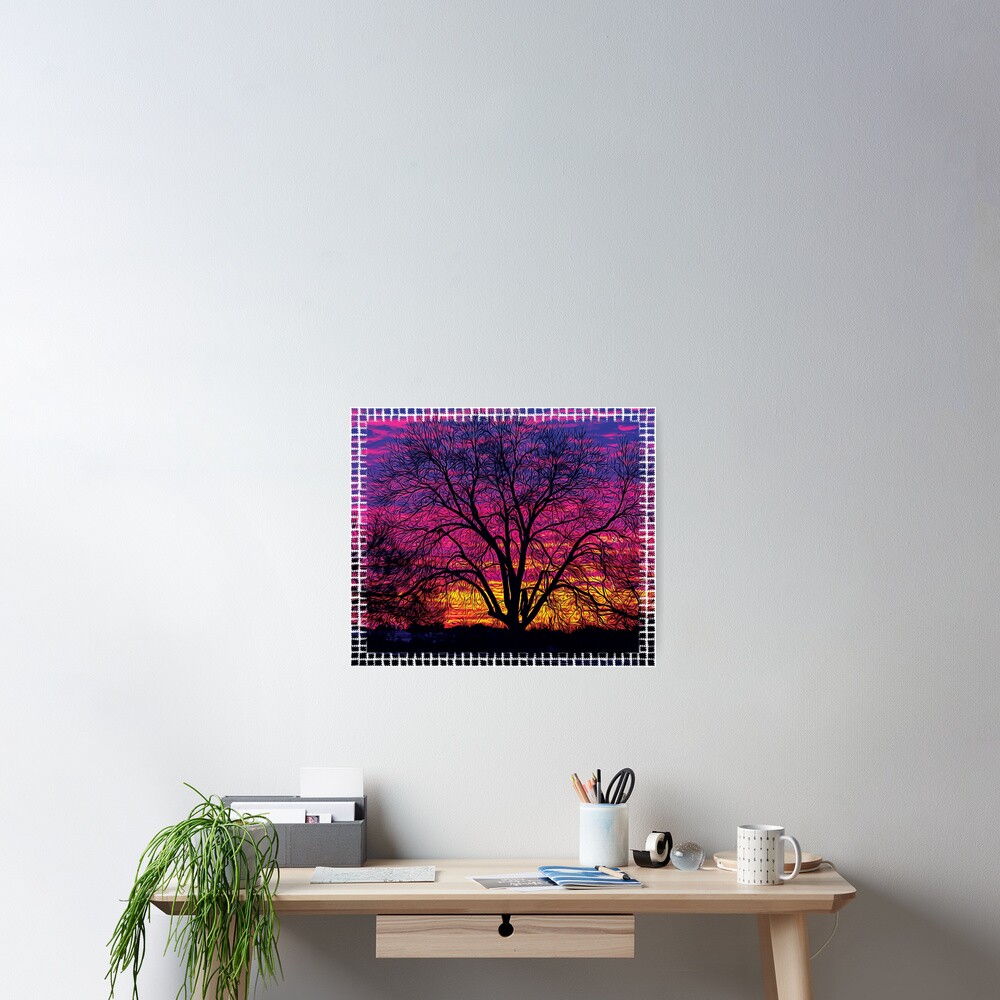 "Colorful Pecan Tree Silhouette" Poster by ripplesoftime | Redbubble