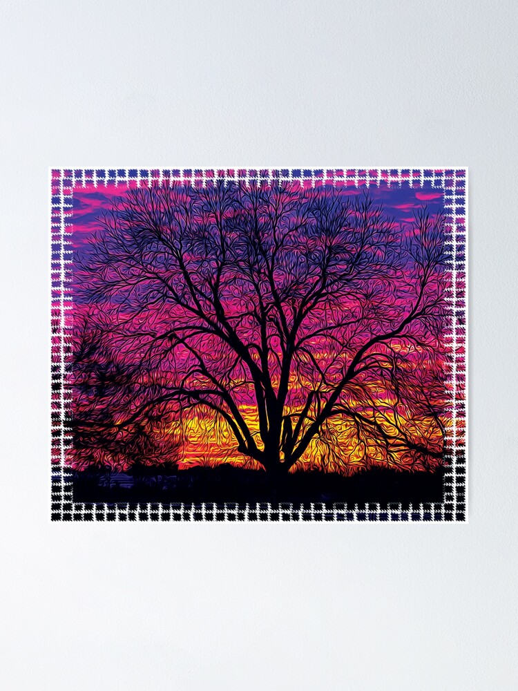 "Colorful Pecan Tree Silhouette" Poster by ripplesoftime | Redbubble