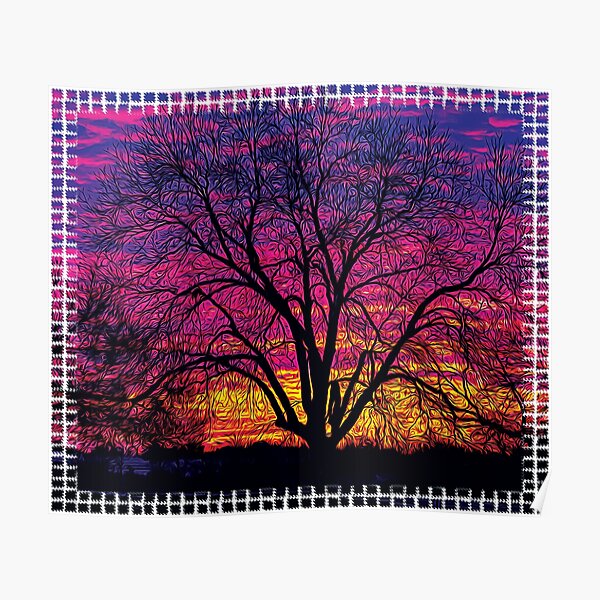 "Colorful Pecan Tree Silhouette" Poster by ripplesoftime | Redbubble