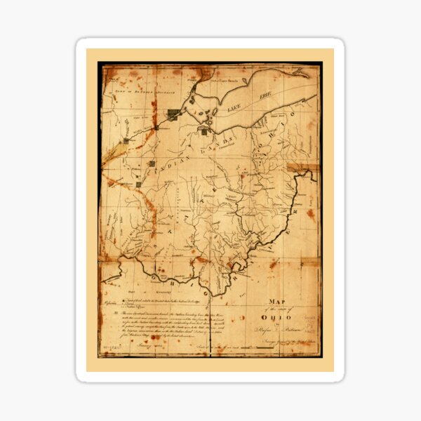 "Map of the State of Ohio (1805)" Sticker for Sale by allhistory ...