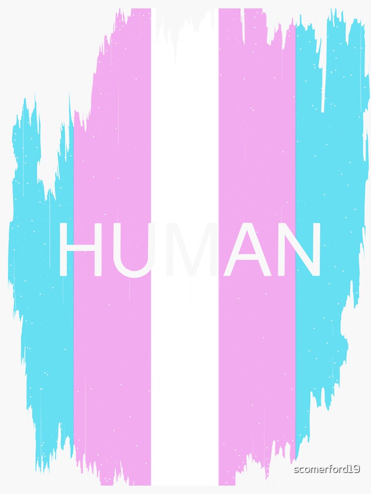 ""HUMAN" - Distressed Transgender Pride Flag" Sticker for Sale by ...