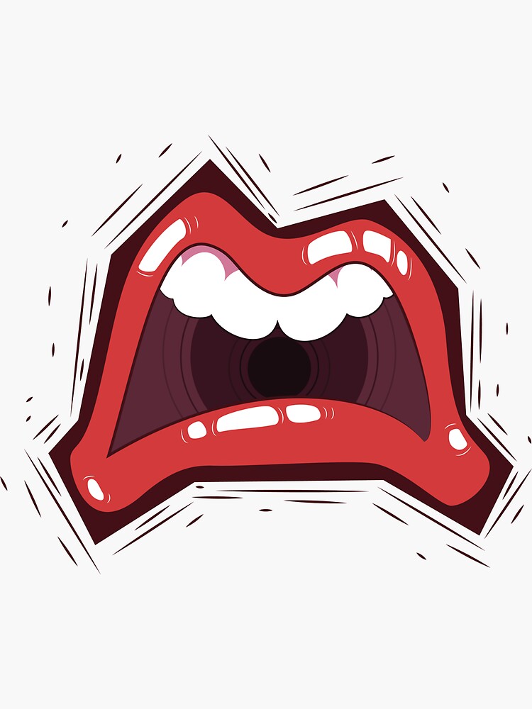 "Angry Red Lips" Sticker for Sale by emilyheemer | Redbubble