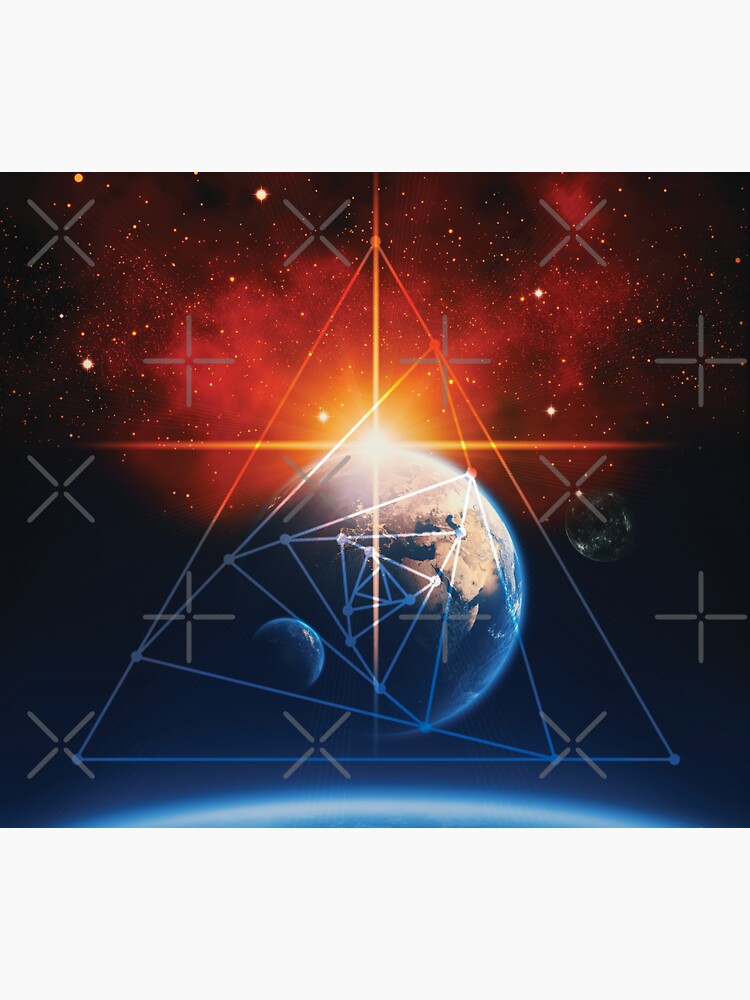 "Spiraling Equilateral Triangles Symbol & Planet Earth" Sticker by ...